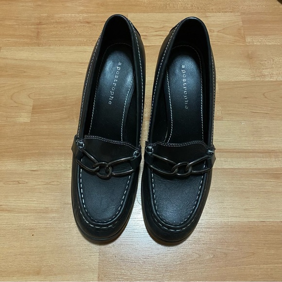 Apostrophe | Shoes | Vintage Apostrophe Dark Gray Heeled Loafers Preppy ...